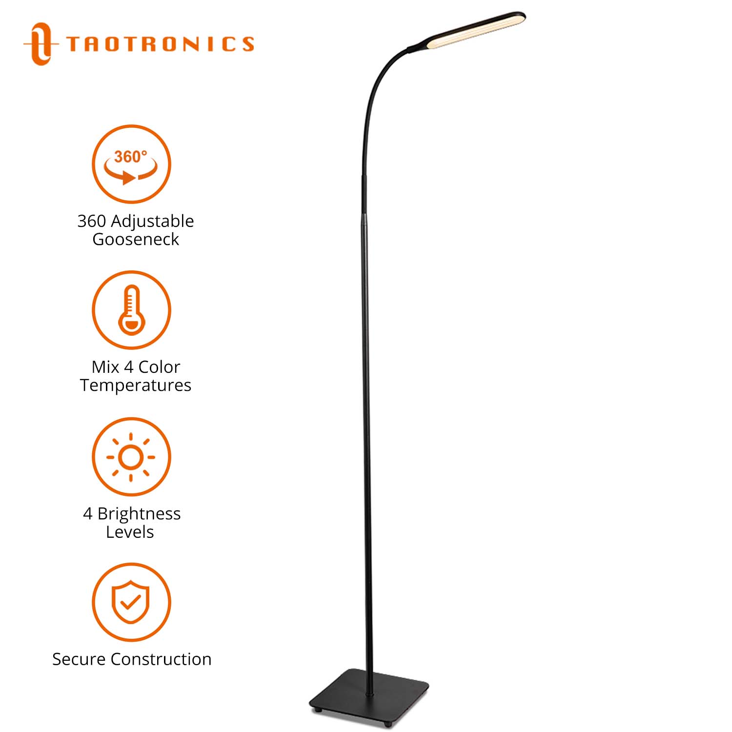 TaoTronics LED metal Gooseneck Floor lamp TT-DL072, Large 69.3" Minima